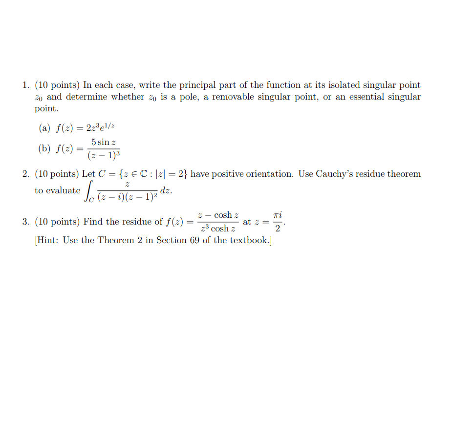 Solved 1. (10 points) In each case, write the principal part | Chegg.com