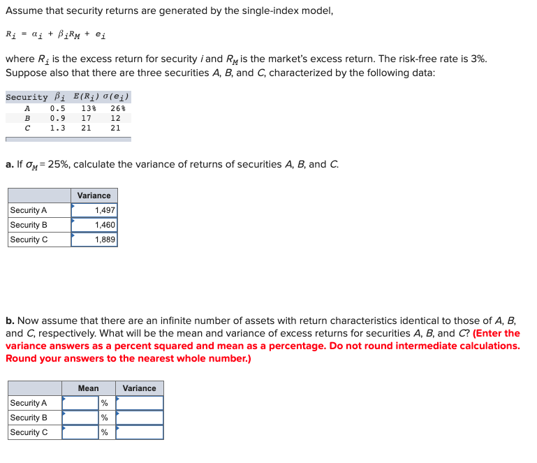 Solved Assume that security returns are generated by the | Chegg.com