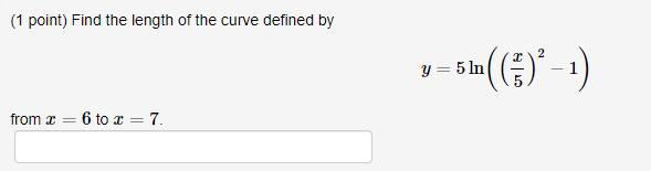 Solved (1 point) Find the length of the curve defined by 2 | Chegg.com