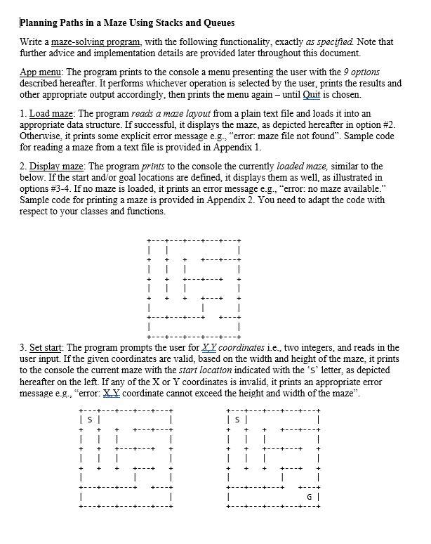 Write a maze-solving program, with the following | Chegg.com