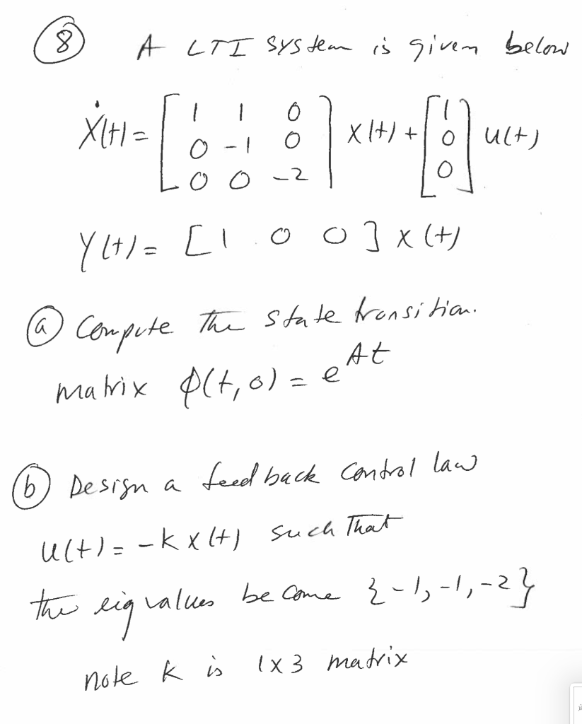 Solved (8) A LTI system is given below | Chegg.com