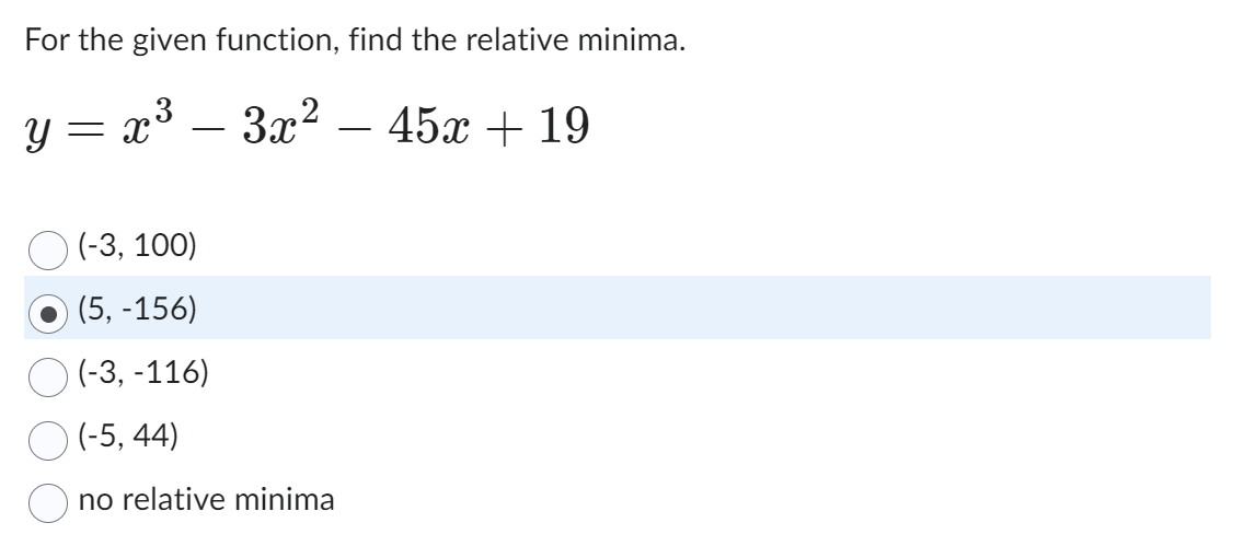 Solved For the given function, find the relative | Chegg.com