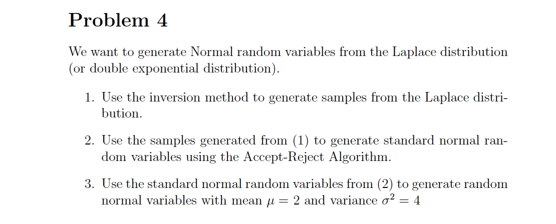 Solved Use pythonProblem 4We want to generate Normal random | Chegg.com