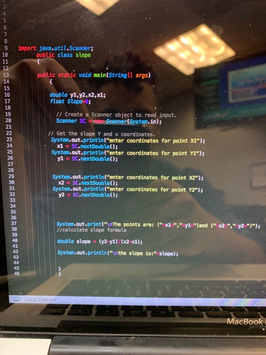 Solved part 1: write a java program to calculate the slope | Chegg.com