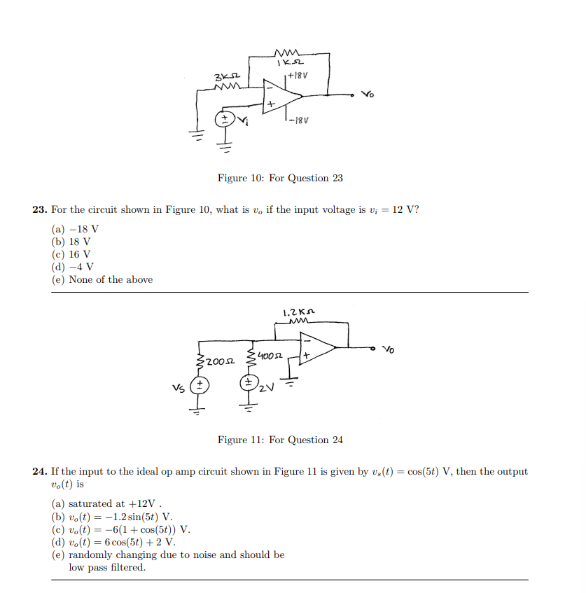 Solved Figure 10: For Question 23 23. For the circuit shown | Chegg.com