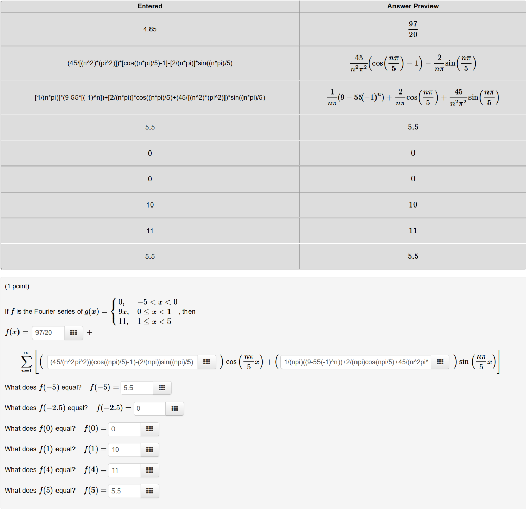 Solved The Third box starting with 1/(nPI) is incorrect. | Chegg.com
