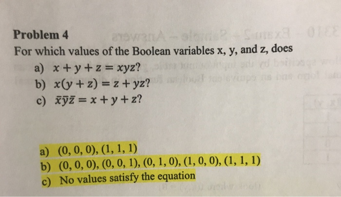 Solved For which values of the Boolean variables x y and z | Chegg.com