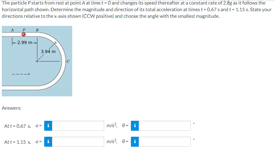 Solved The particle P starts from rest at point A at time t | Chegg.com