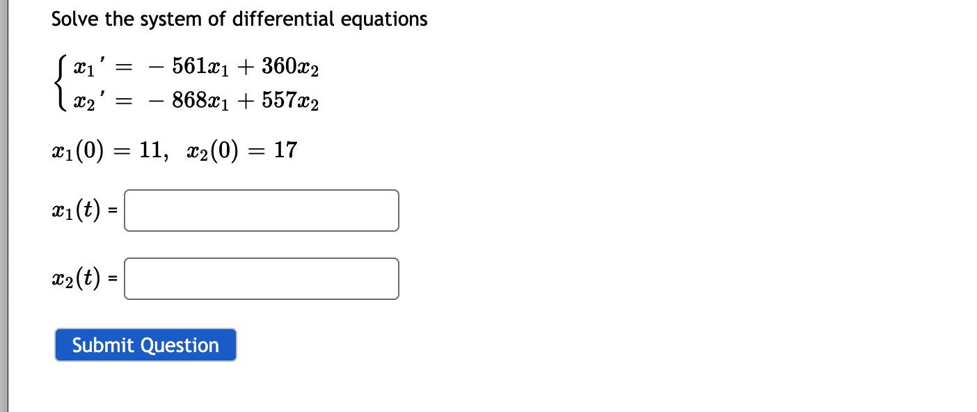 Solved Solve the system of differential equations | Chegg.com