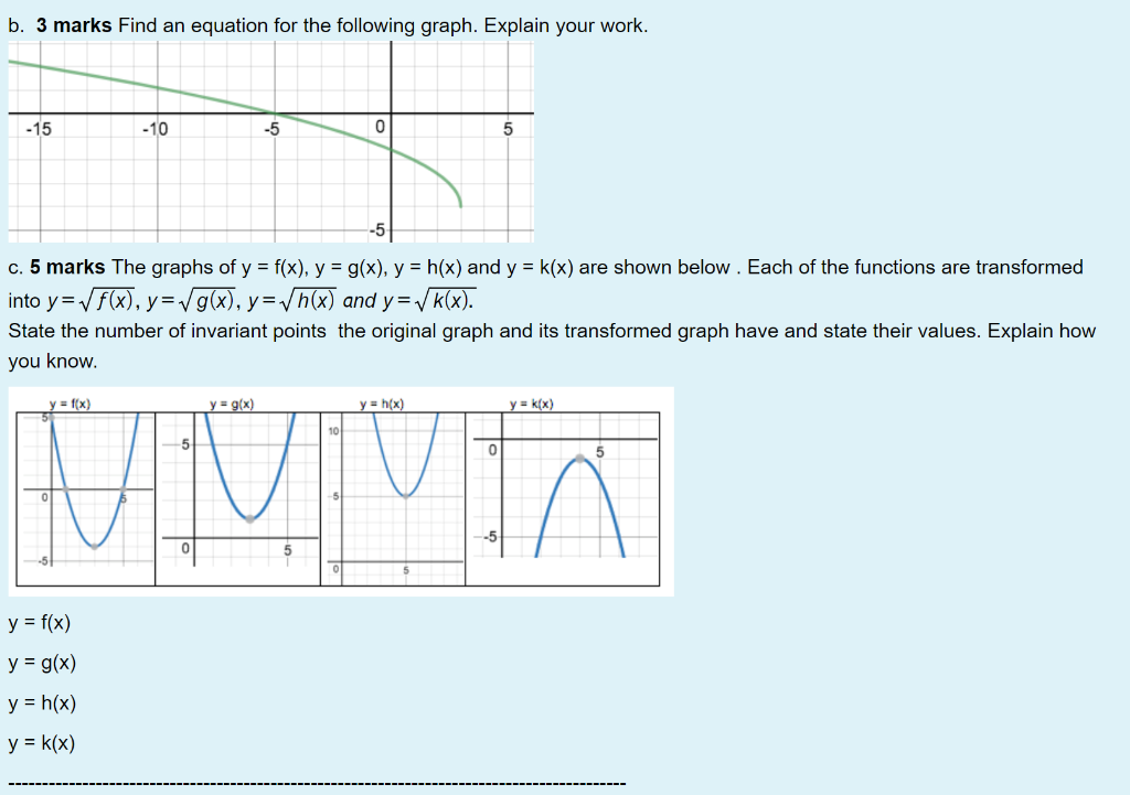 Solved b. 3 marks Find an equation for the following graph. | Chegg.com
