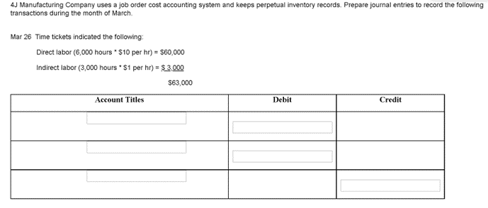Solved 4J Manufacturing Company uses a job order cost | Chegg.com