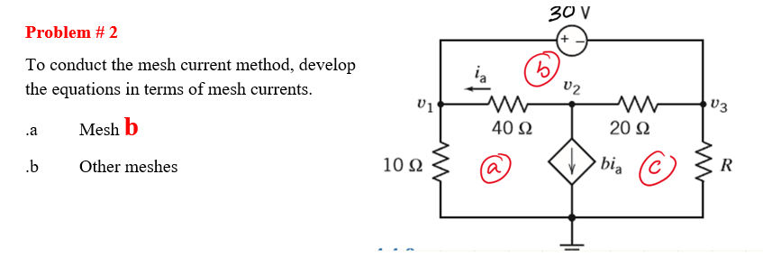 Solved 30 V Problem #2 To conduct the mesh current method, | Chegg.com