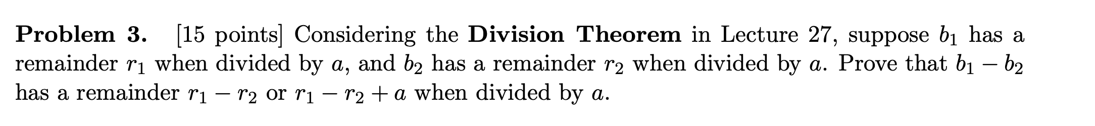 Solved ##From Lecture 27 Division Theorem (Division | Chegg.com