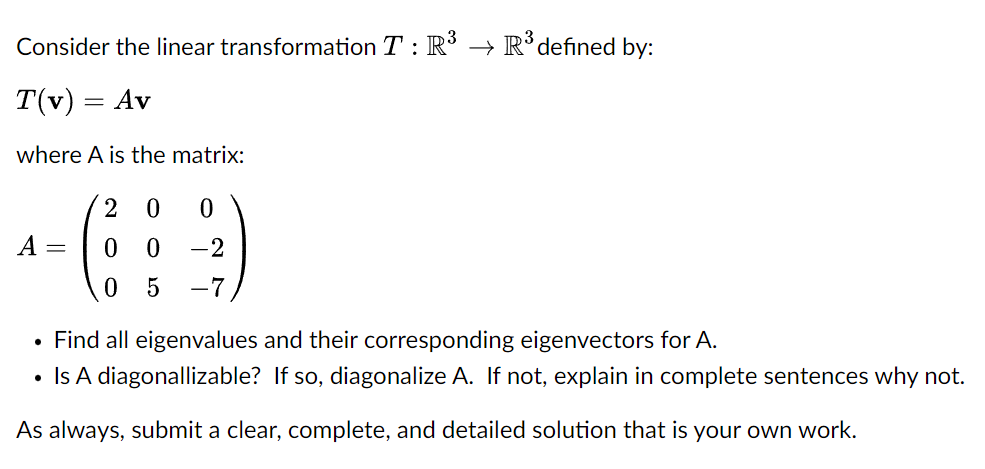 Solved Consider the linear transformation T:R3→R3 defined | Chegg.com