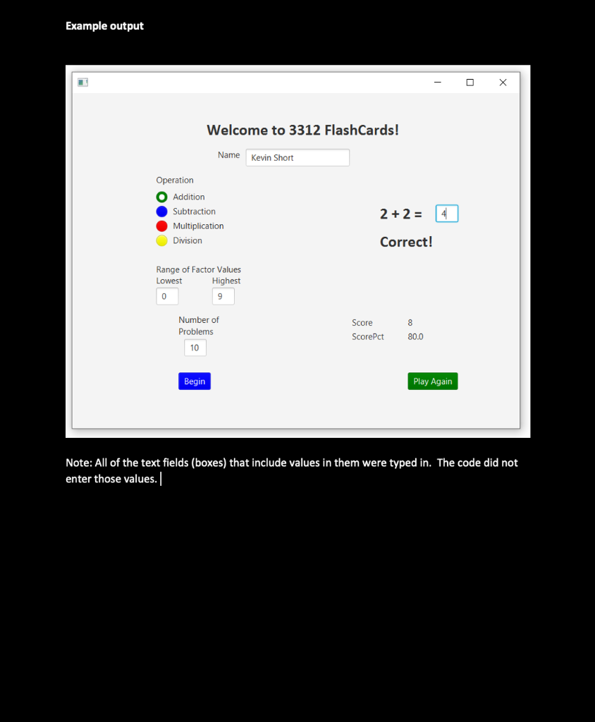 Solved Project: Project 4 - FlashCard GUI Total Points | Chegg.com