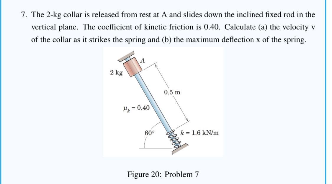 Solved 7. The 2-kg collar is released from rest at A and | Chegg.com
