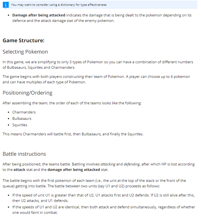 Solved Task 3 - Pokemon, Assemble! The aim of this task | Chegg.com