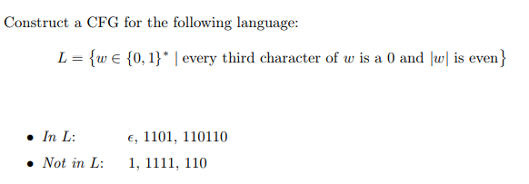 Solved Construct a CFG for the following language: | Chegg.com