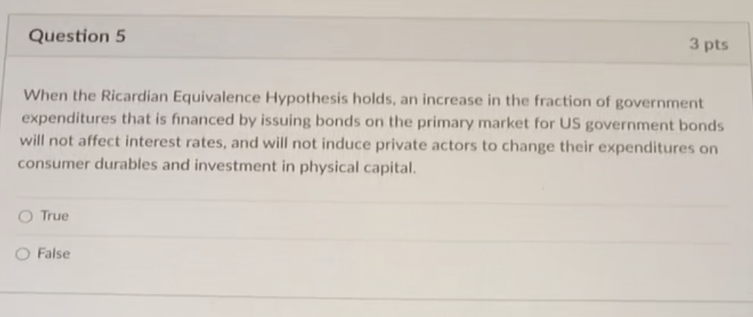Solved When the Ricardian Equivalence Hypothesis holds, an | Chegg.com