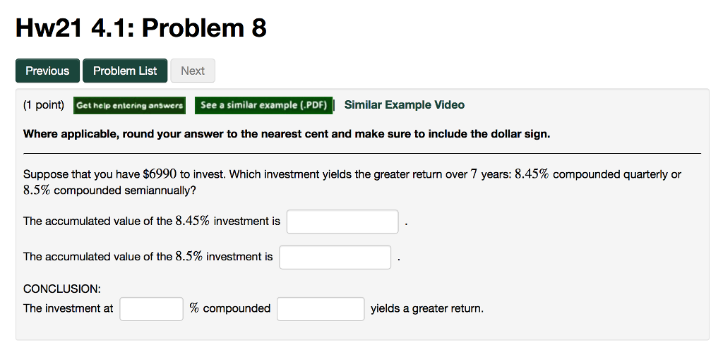 Solved Hw21 4.1: Problem 8 Previous | Problem List Next (1 | Chegg.com