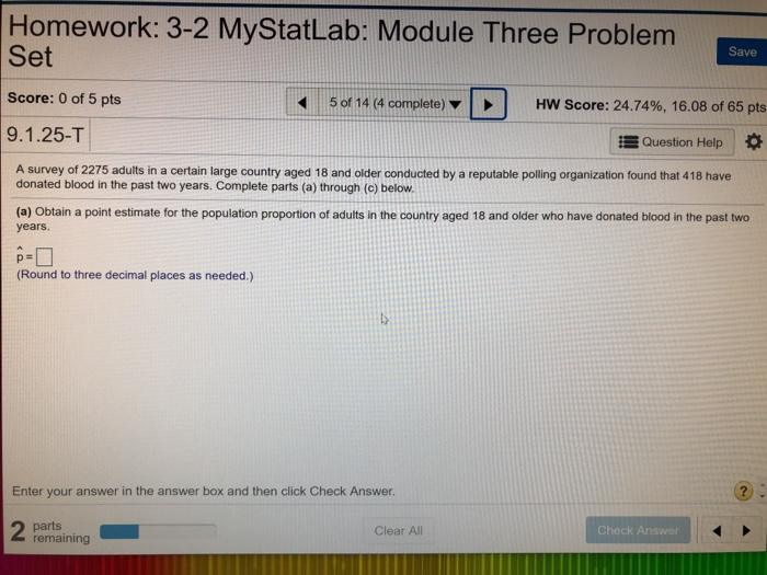 Solved Homework: 3-2 MyStatLab: Module Three Problem Set | Chegg.com