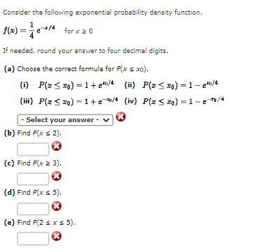 Solved Consider the following exponential probability | Chegg.com