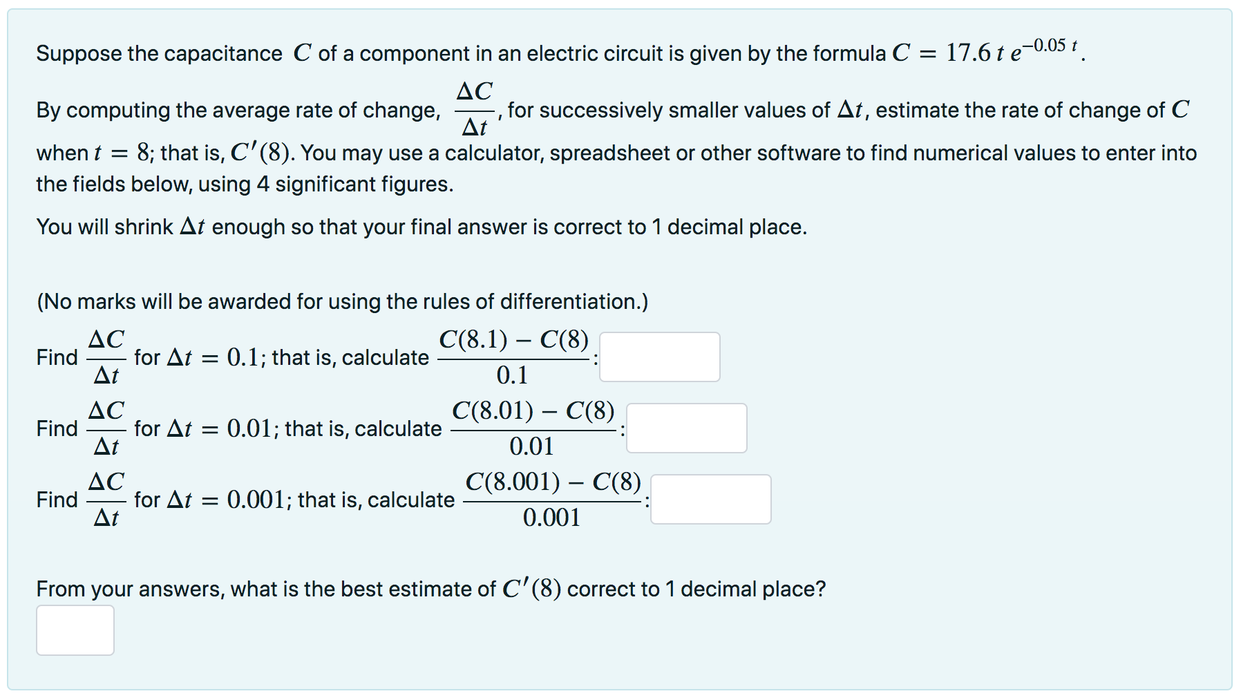 Solved Suppose the capacitance C of a component in an | Chegg.com