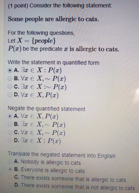 Solved (1 point) Consider the following statement Some | Chegg.com