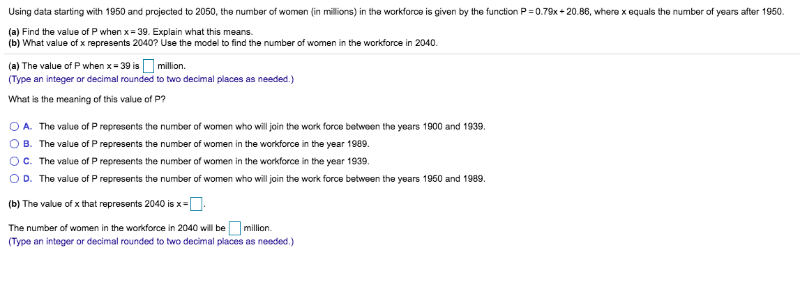 Solved Using data starting with 1950 and projected to 2050, | Chegg.com