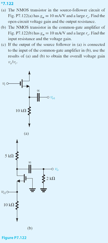 Solved *7.122 (a) The NMOS transistor in the source-follower | Chegg.com