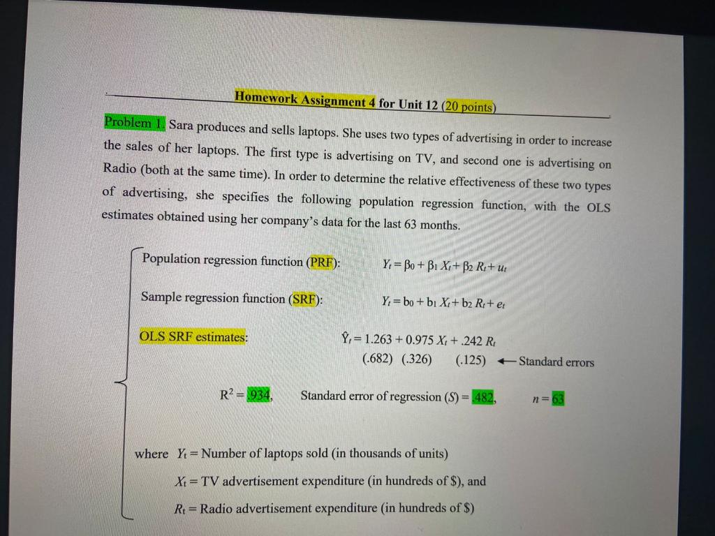 Solved Homework Assignment 4 for Unit 12 (20 points) Problem | Chegg.com