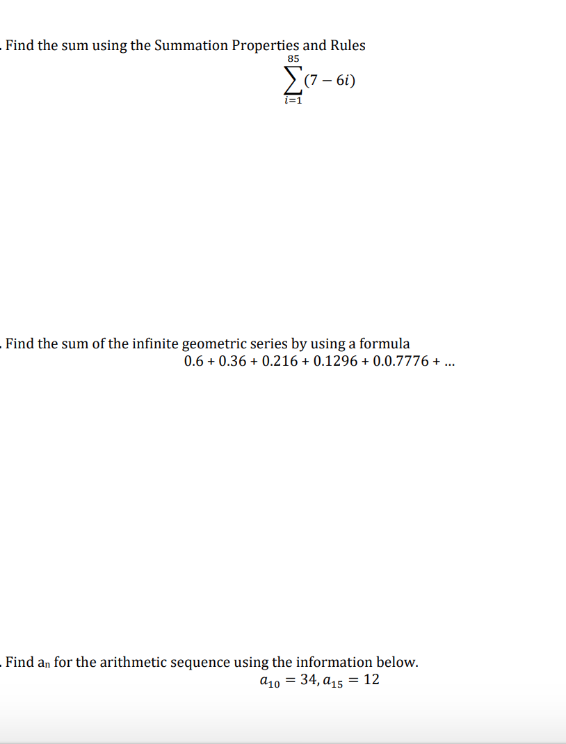 Solved Find the sum using the Summation Properties and Rules | Chegg.com