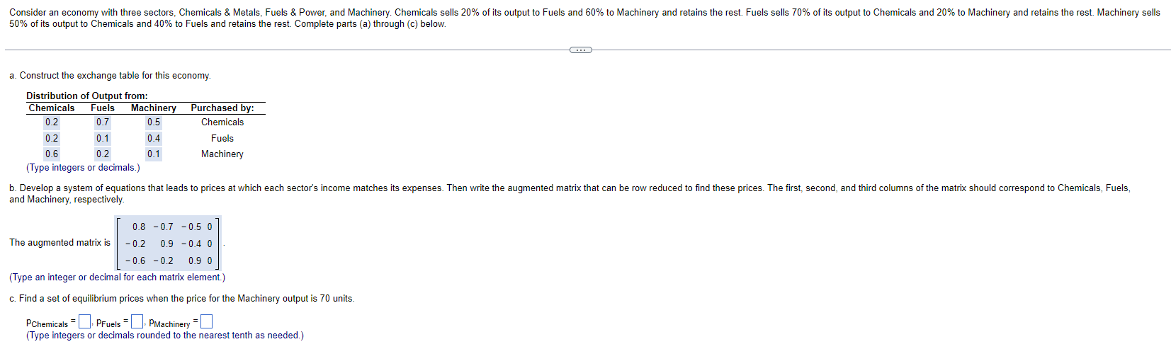 Solved a. Construct the exchange table for this economy. b. | Chegg.com