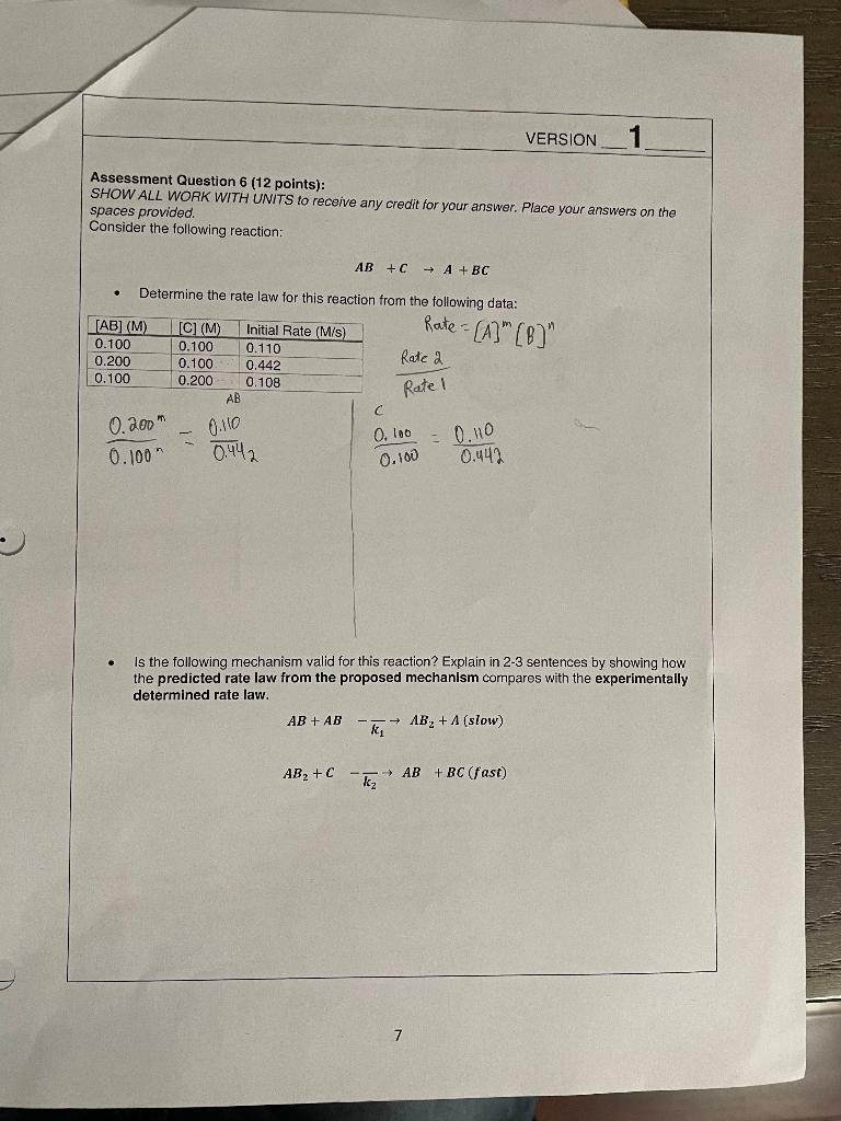 Solved Assessment Question 6 (12 points): SHOW ALL WORK WITH | Chegg.com