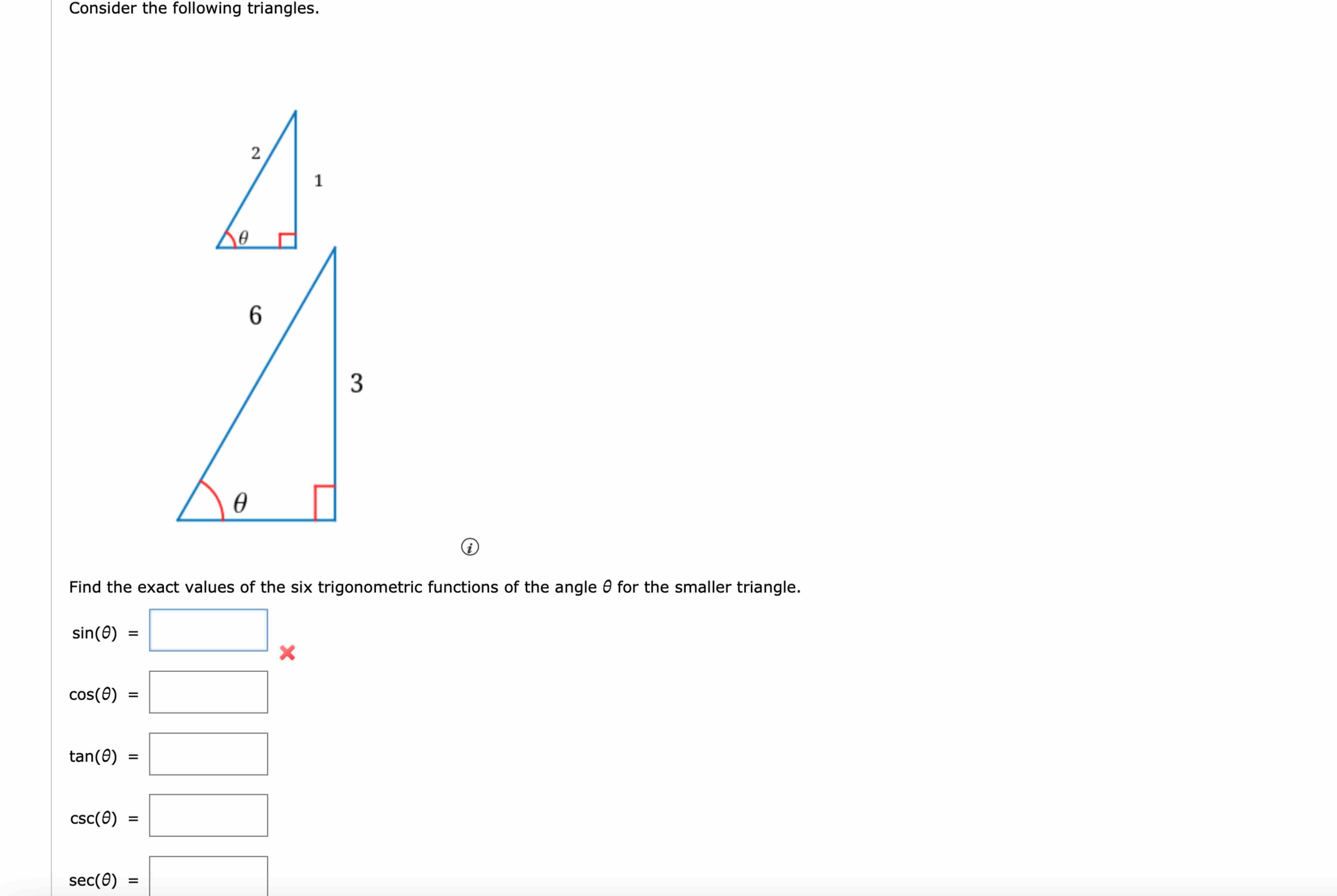 Solved Consider the following triangles.Find the exact | Chegg.com