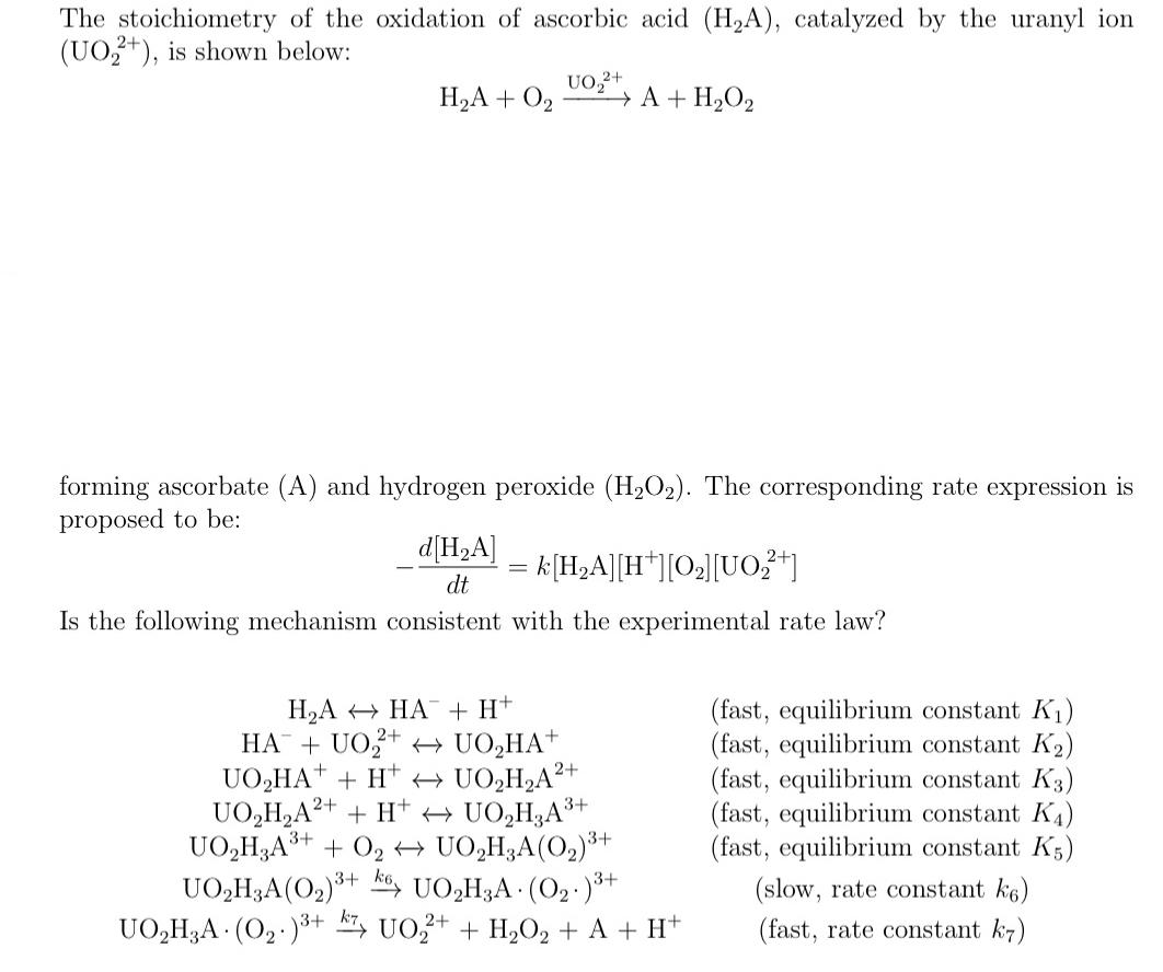 Solved The stoichiometry of the oxidation of ascorbic acid | Chegg.com