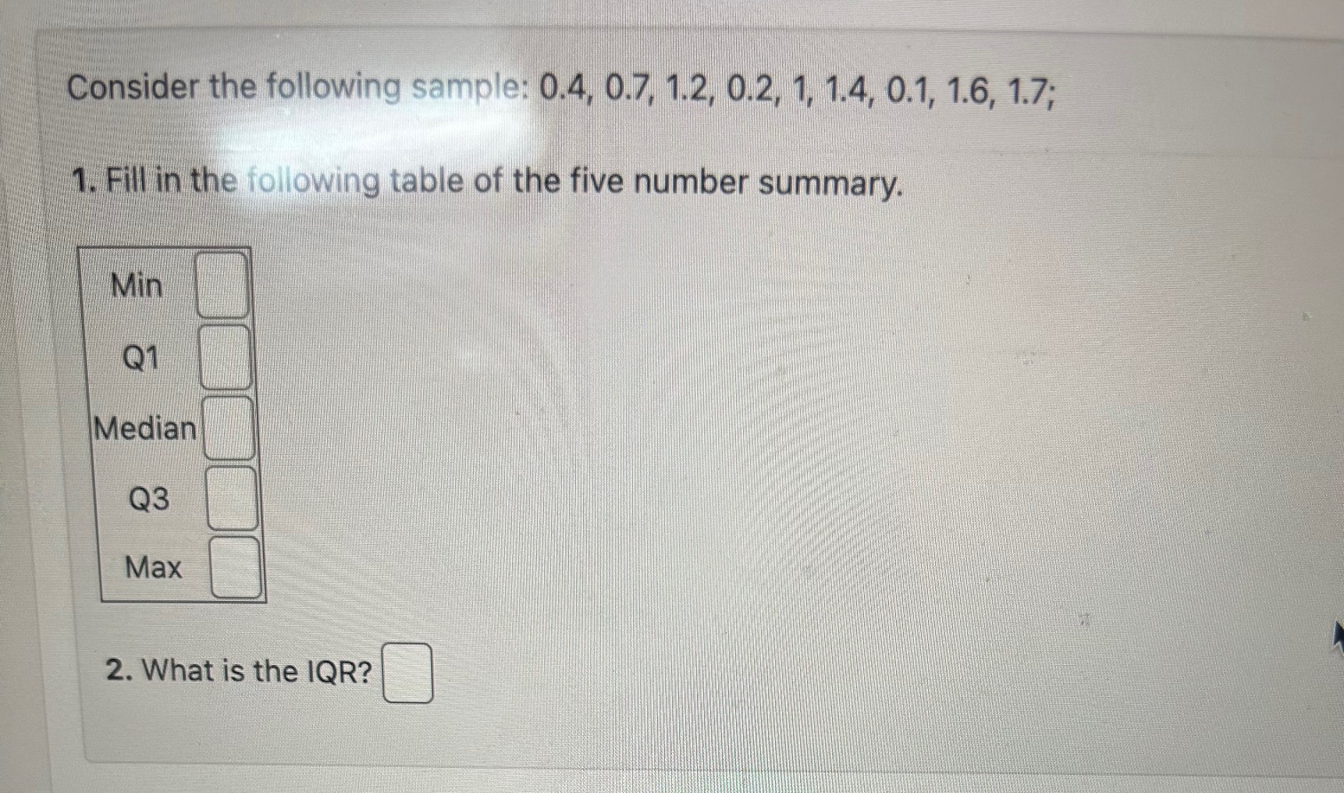 Solved Consider the following sample: | Chegg.com