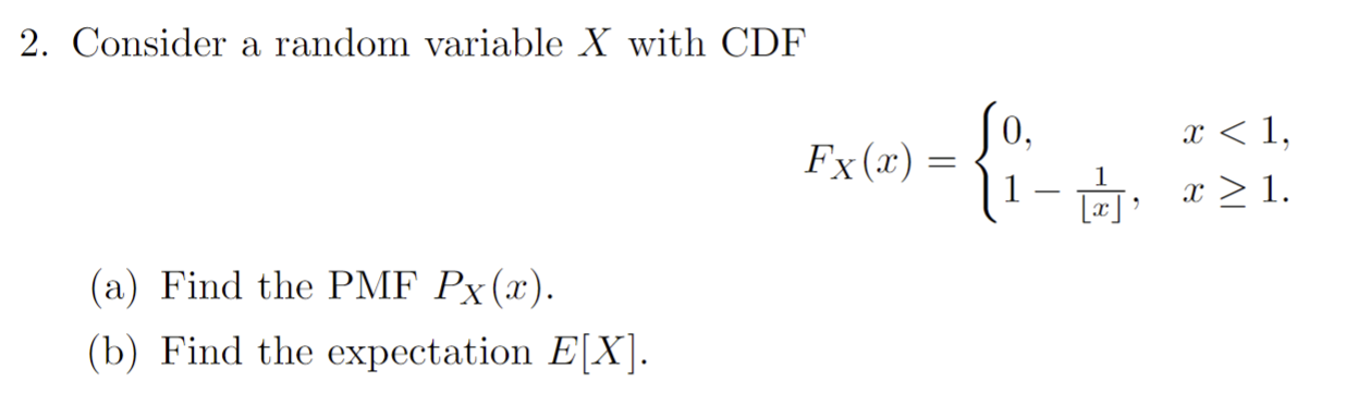 2. Consider a random variable X with CDF | Chegg.com