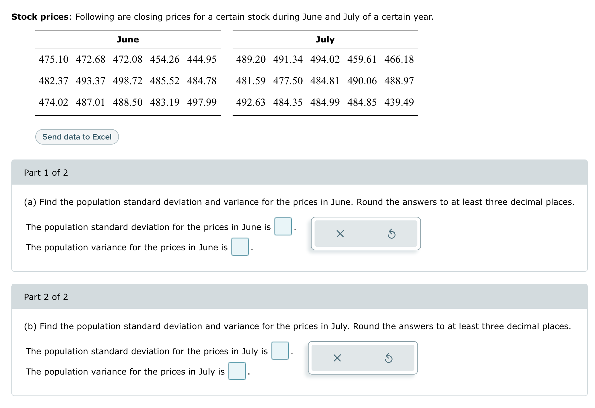 Solved Stock prices: Following are closing prices for a | Chegg.com