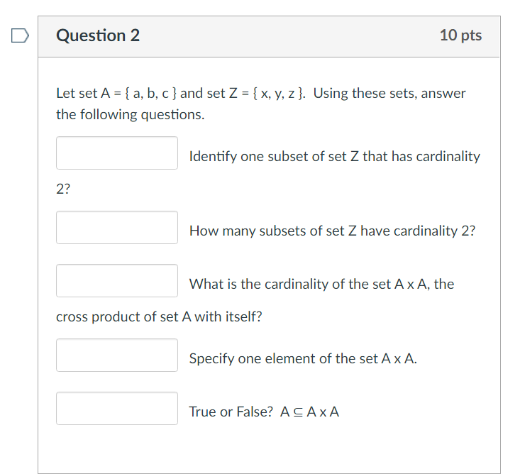 Solved Let set A={a,b,c} and set Z={x,y,z}. Using these | Chegg.com