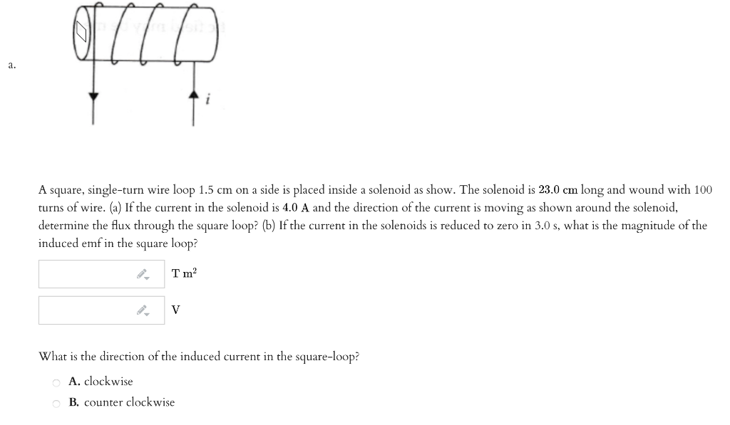 Solved a. A square, single-turn wire loop 1.5 cm on a side | Chegg.com