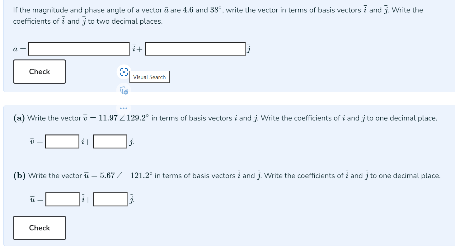 Solved If the magnitude and phase angle of a vector aˉ are | Chegg.com