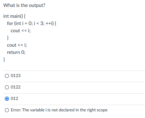 Solved What is the output? int main ()\{ for ( int | Chegg.com