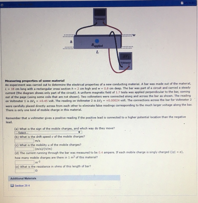 Solved Measuring properties of some material An experiment | Chegg.com