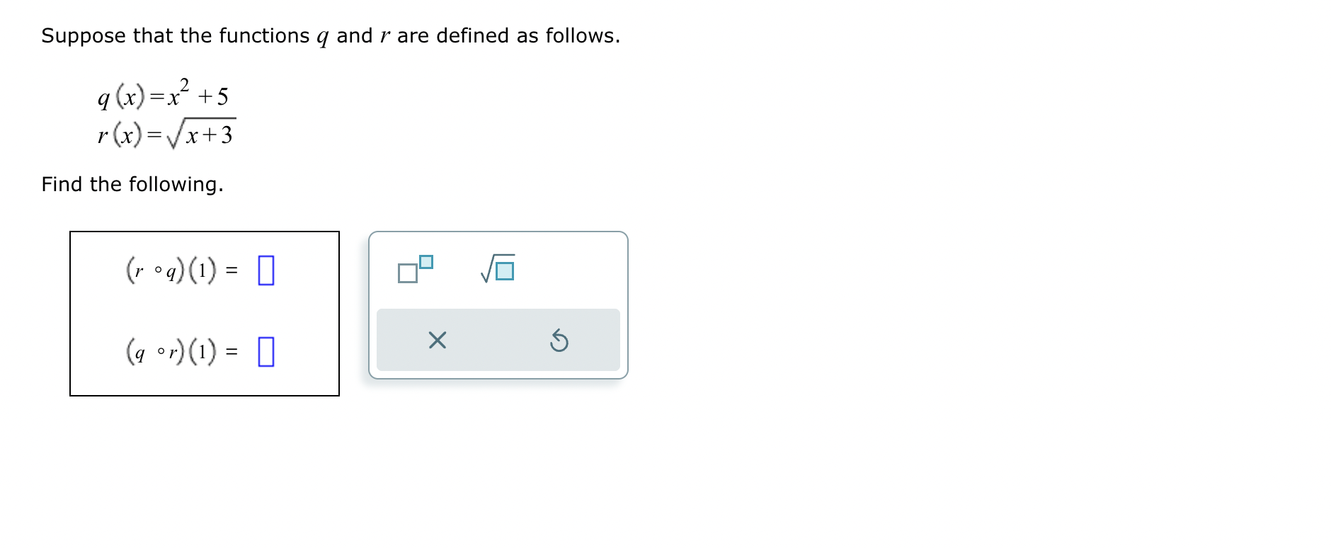 Solved Suppose that the functions q ﻿and r ﻿are defined as | Chegg.com