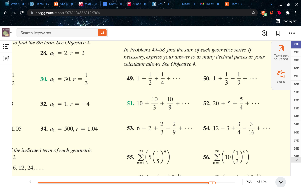 Solved In Problems 49–58, find the sum of each geometric | Chegg.com