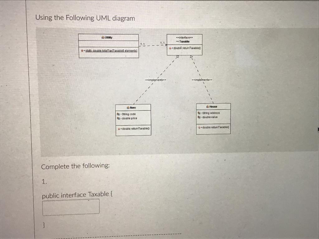 Solved Using the Following UML diagram Utility 11 +static | Chegg.com