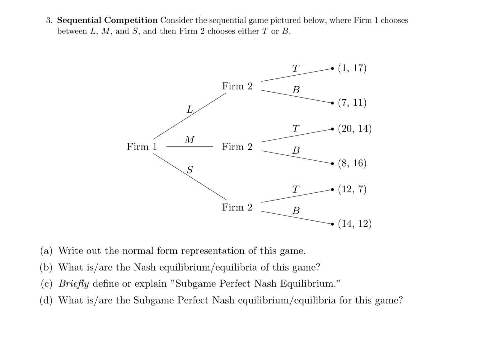 Solved 3. Sequential Competition Consider the sequential | Chegg.com