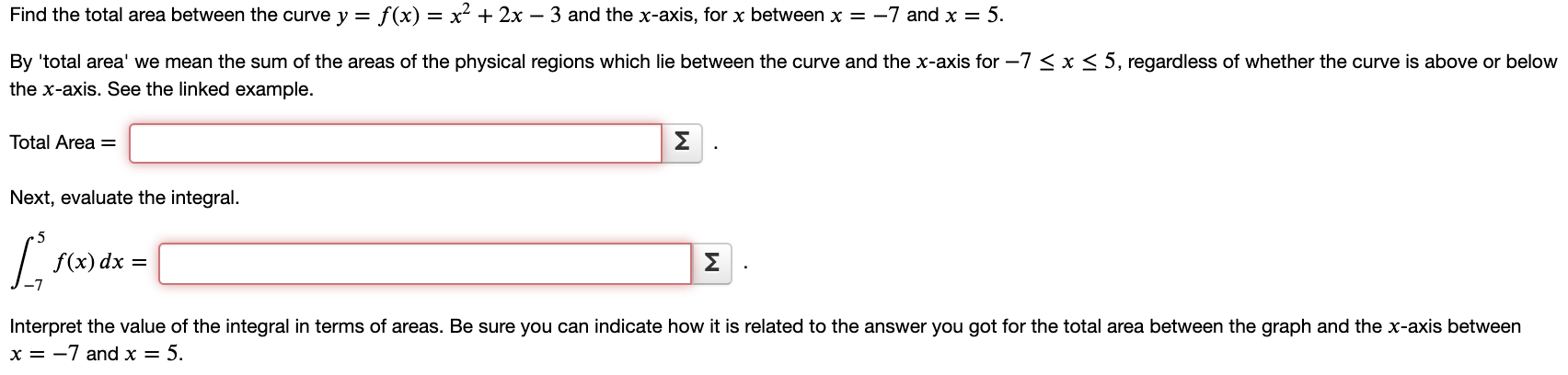 Solved Find the total area between the curve y = f(x) = x2 + | Chegg.com