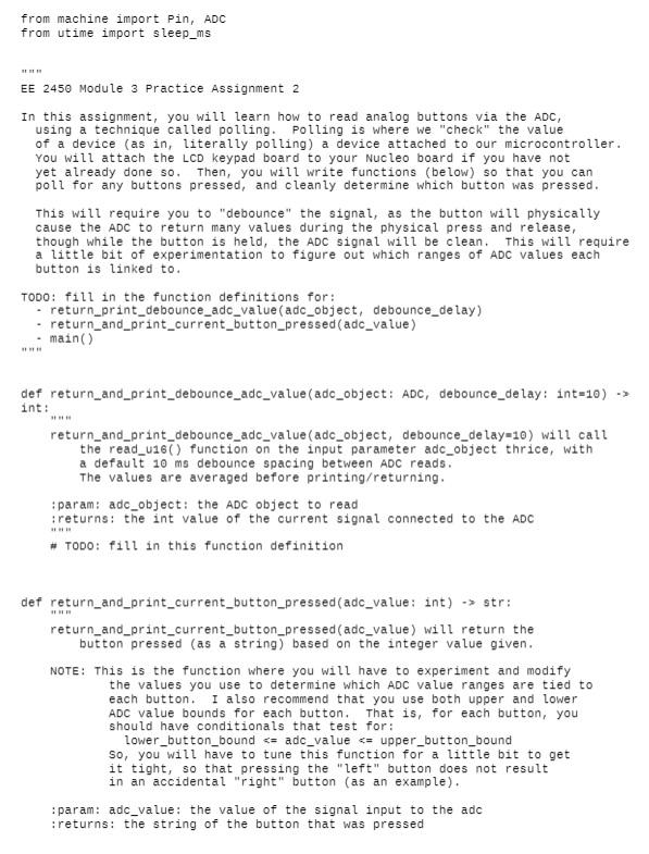 from machine import Pin, ADC from utime import | Chegg.com